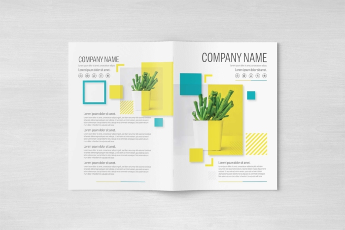Free Blue and Yellow Corporate Brochure Layout
