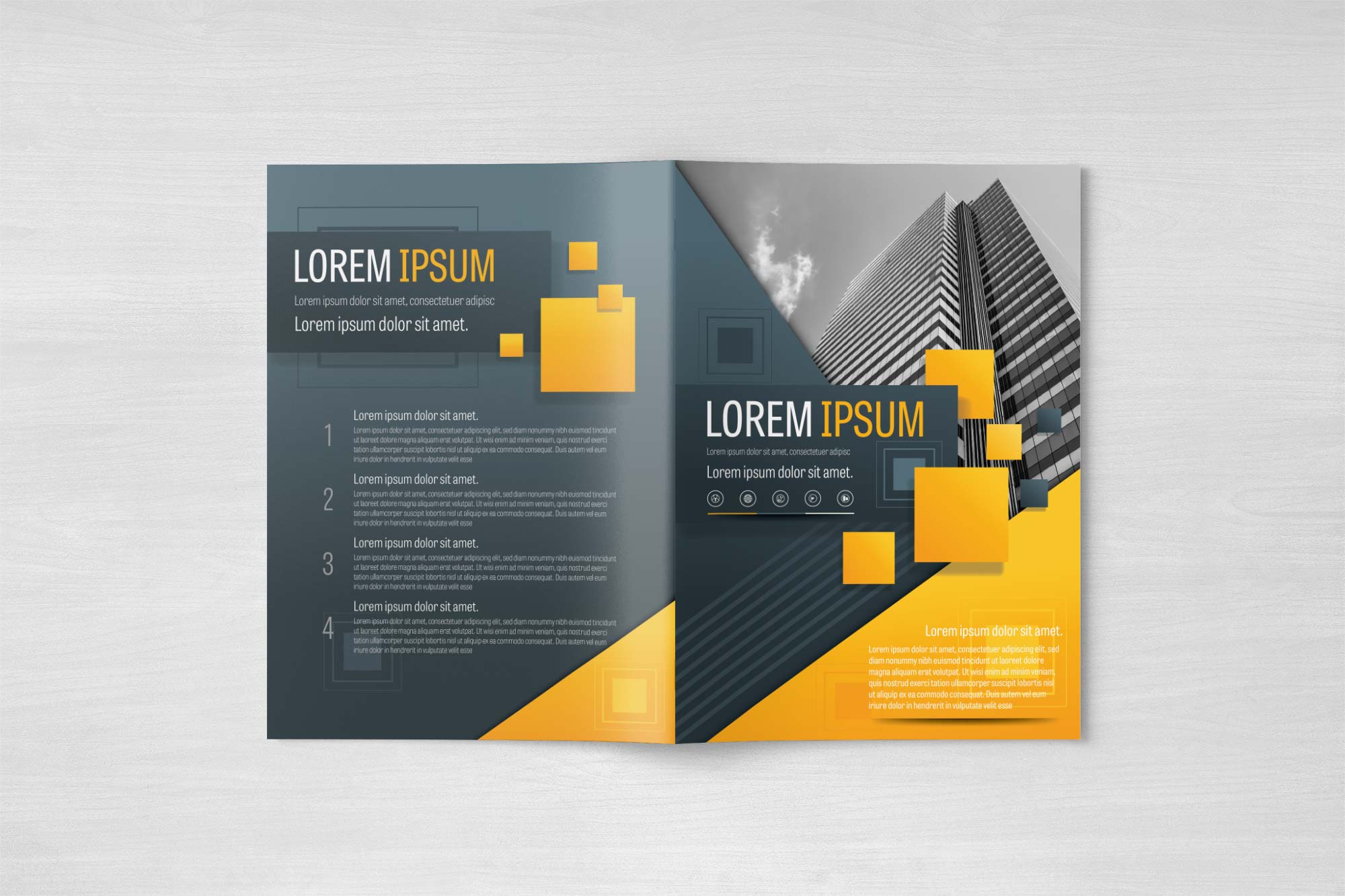 Free Vector Gray and Yellow Brochure Layout Template