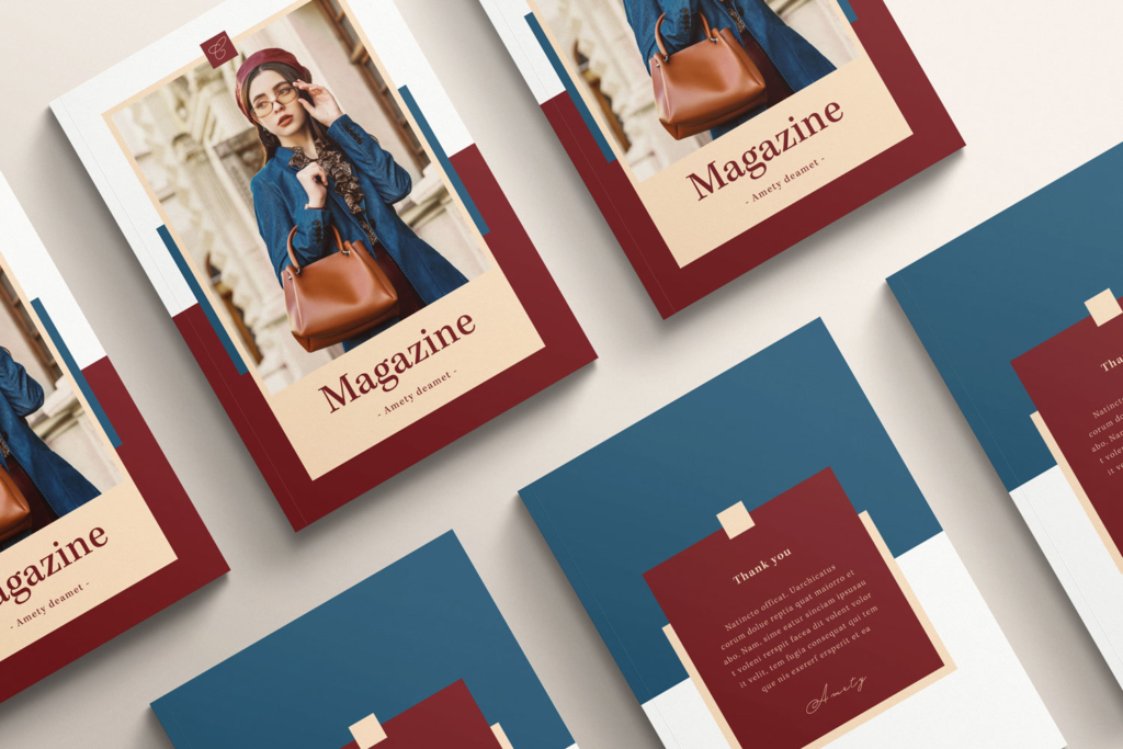 InDesign Magazine Template with Red and Blue