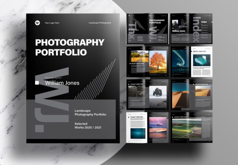 Free InDesign Black Photography Portfolio Layout Templates