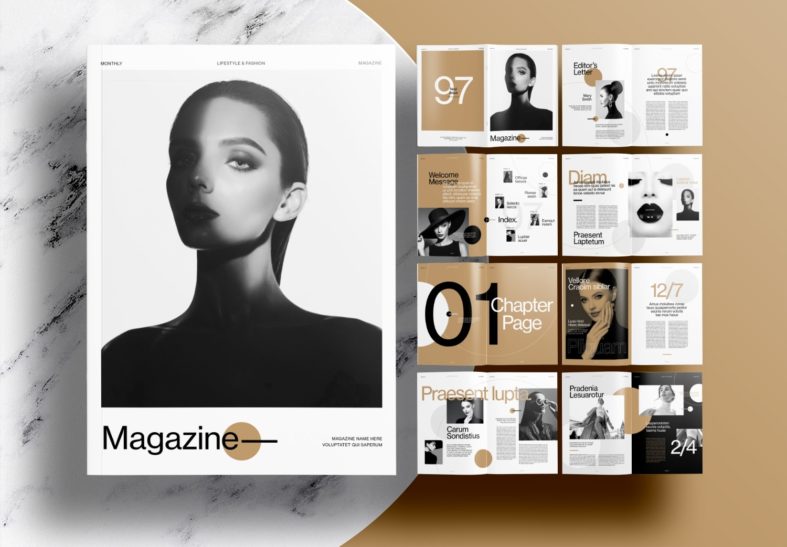 Free InDesign Brown Magazine Layout Templates - Unsell.Design