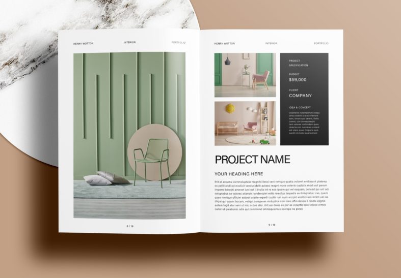 Free InDesign Modern Interior Portfolio Layout Template