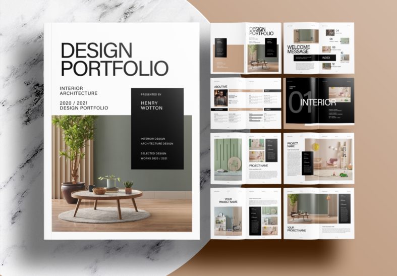 Free InDesign Modern Interior Portfolio Layout Template