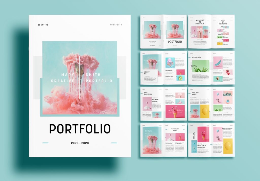 Free InDesign Green Portfolio Layout Templates