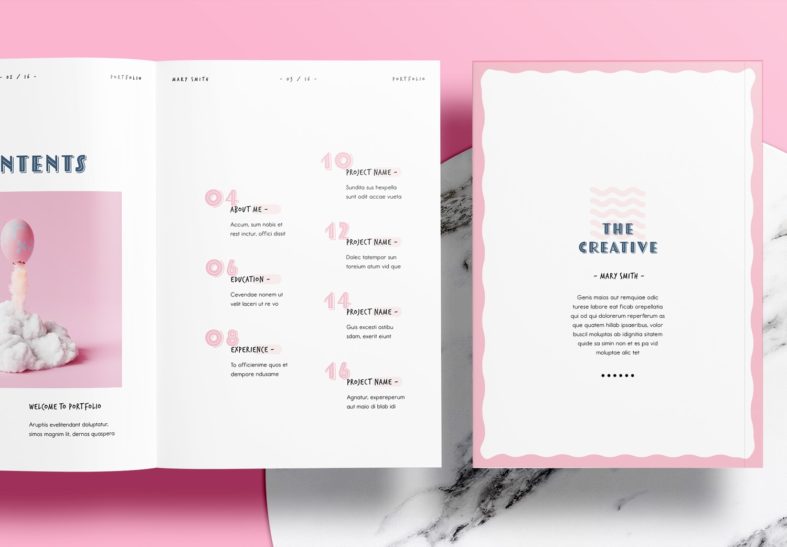 Free InDesign Pink Portfolio Layout Templates
