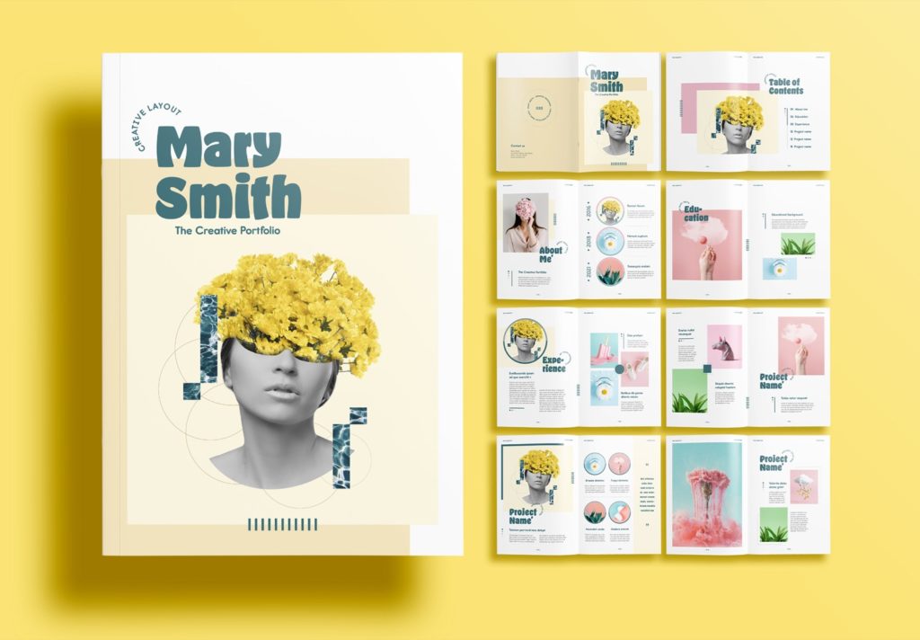 Free InDesign Yellow Portfolio Layout Templates
