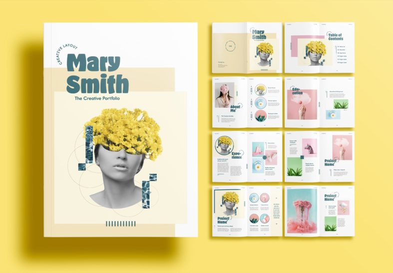 Free InDesign Yellow Portfolio Layout Templates