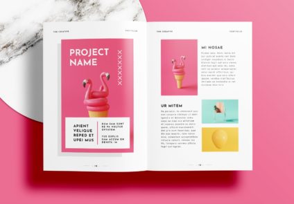 Free InDesign Modern Pink Portfolio Layout Template