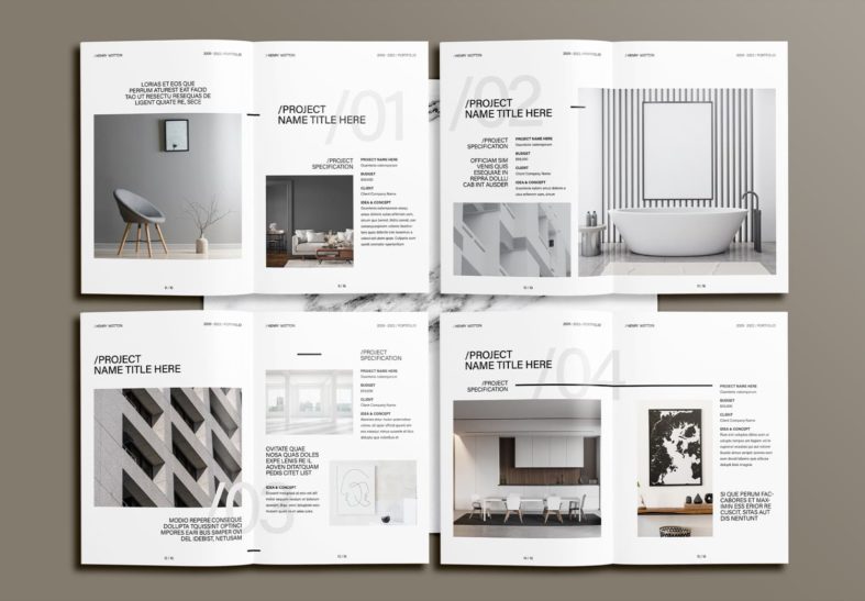 Modern Interior Design Portfolio Free InDesign Template