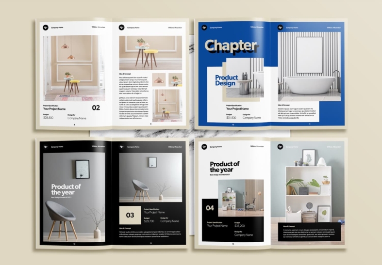 Free Blue Interior Portfolio InDesign Template