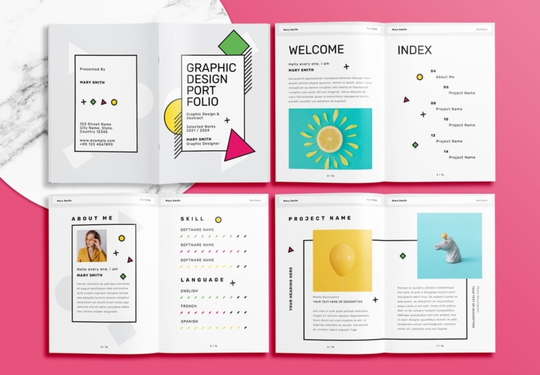 Free Minimalist Graphic Design Portfolio Layout InDesign Template