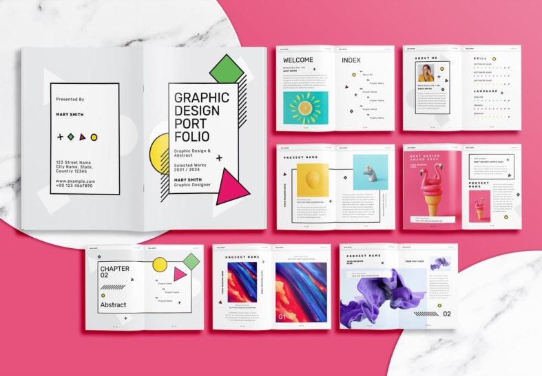 Free Minimalist Graphic Design Portfolio Layout InDesign Template