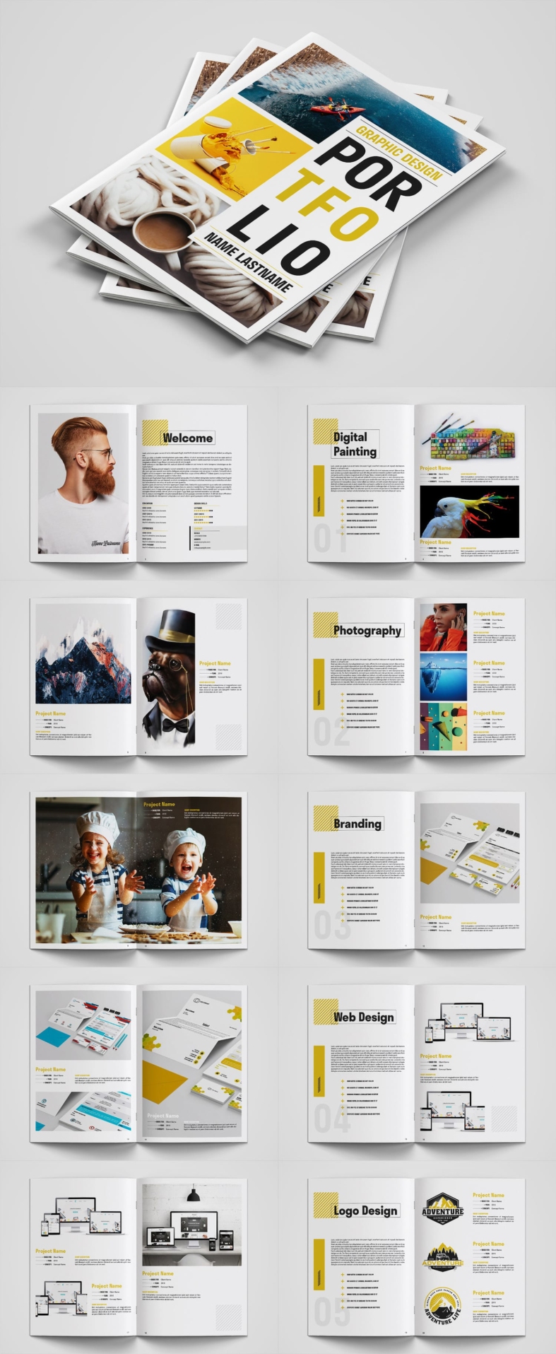 Portfolio Layout with Yellow Accents - Unsell.Design